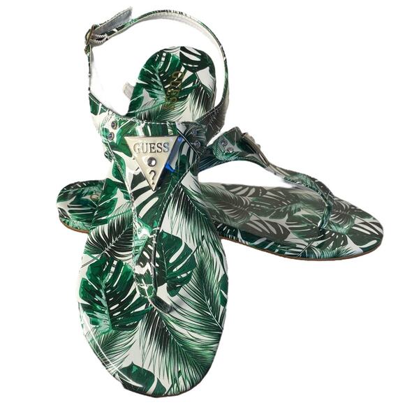 Guess | Shoes | Guess Palm Tree Sandals Womens 9 Green White Tropical ...